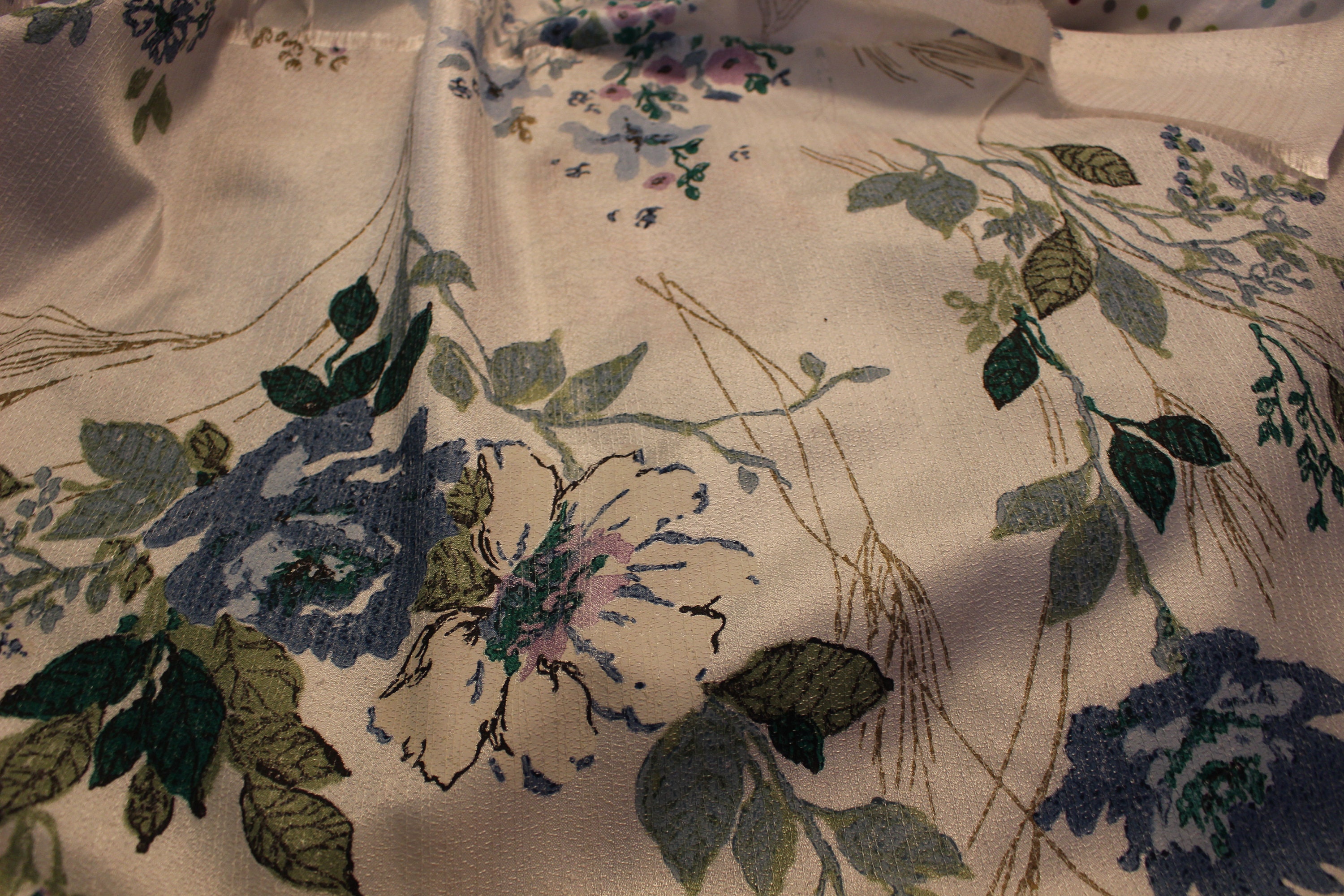 Vintage Mid Century Fiberglass Curtain Fabric Floral Aqua, Blues, Green ...