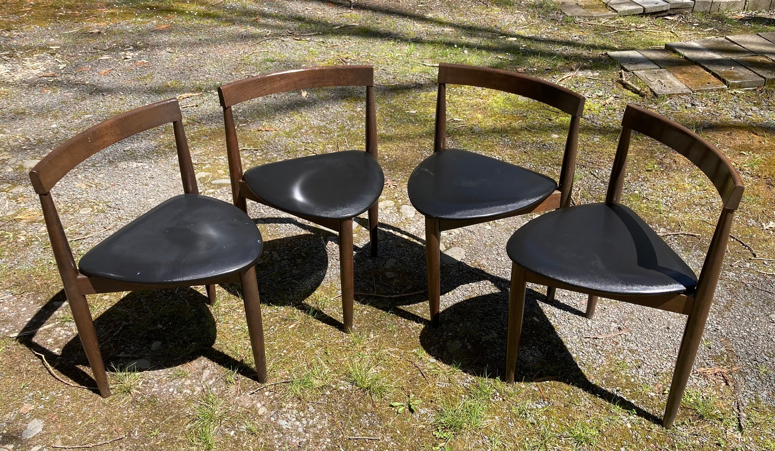 Midcentury Modern Chairs Set of 4 Triangle Diamond Vintage Wood Walnut ...