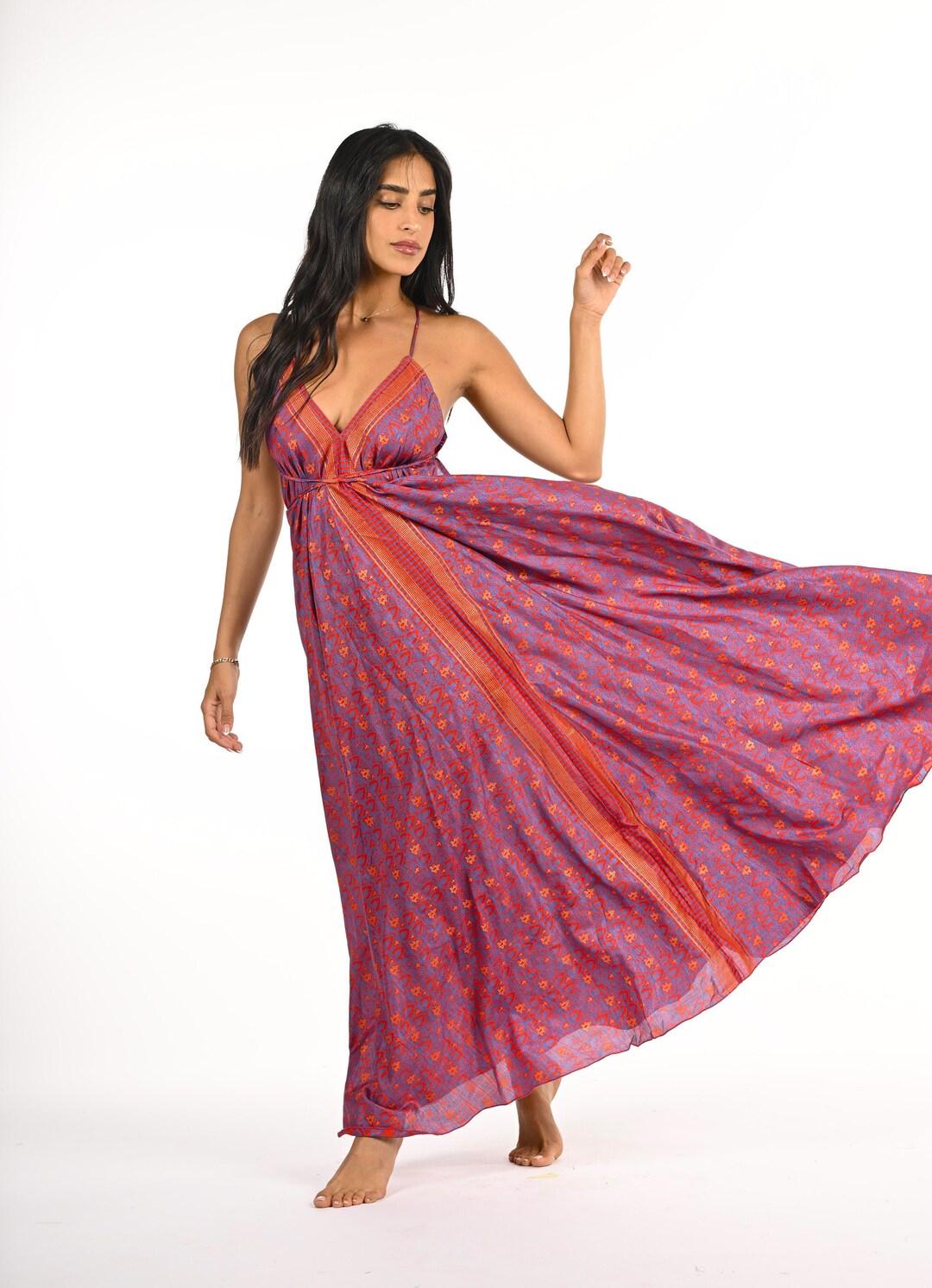 Pink Elegant Slip Long Summer Dress for Woman | Boho Open Back Maxi ...