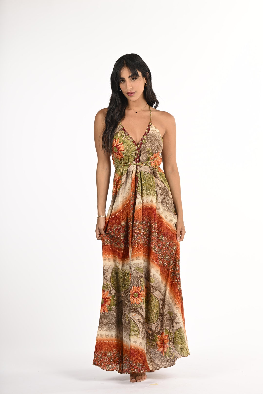 Vintage Style Elegant Slip Long Summer Dress for Woman | Boho Open Back ...