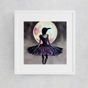 Anthropomorphic Raven Ballerina Digital Art Print, Ballet Dancer Gift ...