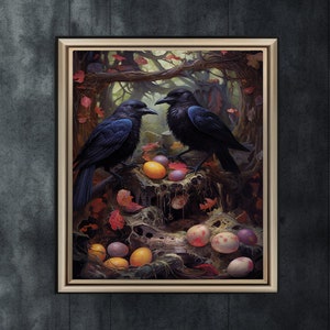 Nesting Crows Wall Art Poster Print, Raven Wall Art Print, Whimsigoth ...