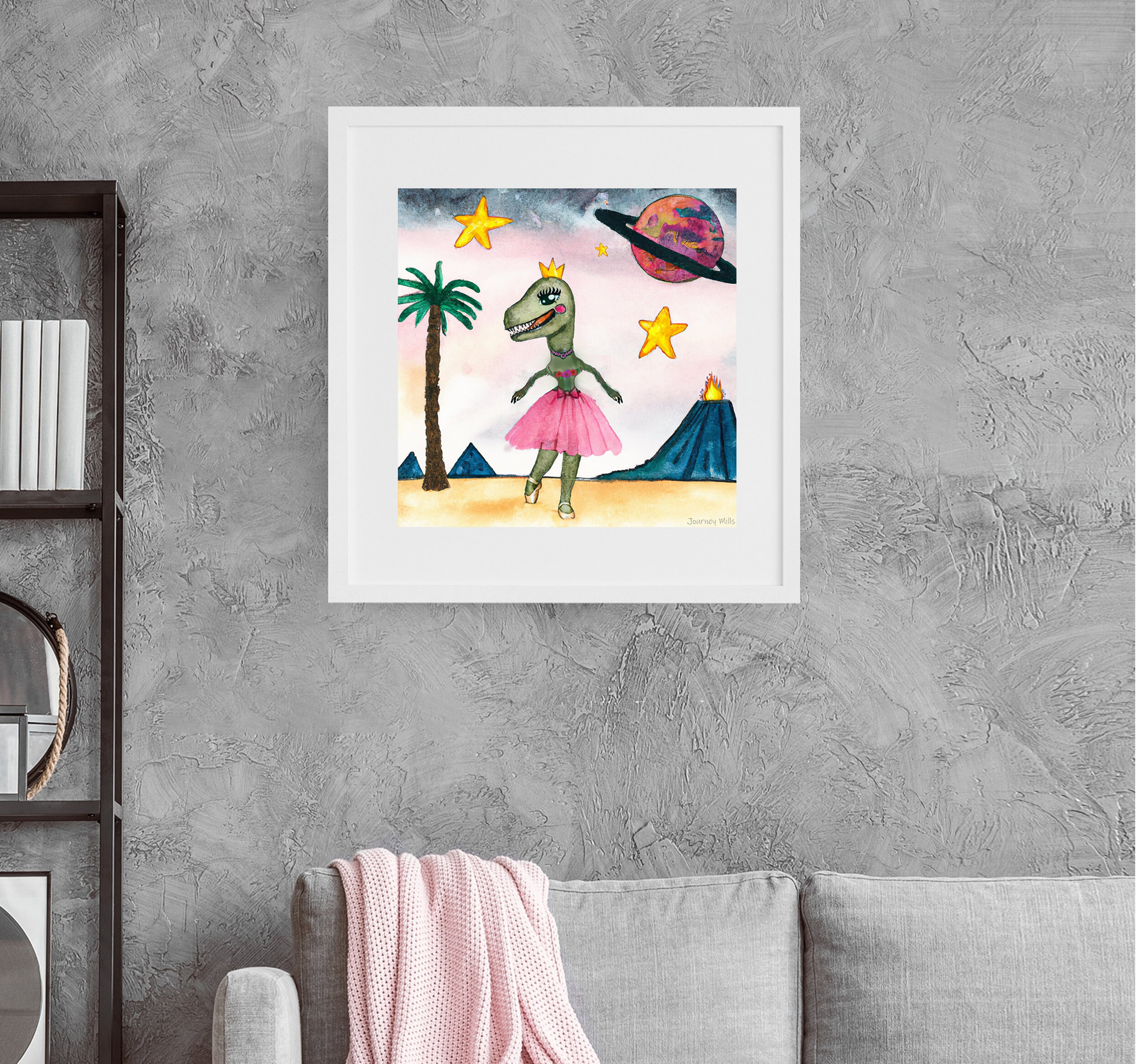Dinosaur Ballerina Space Princess Wall Art Print T-rex - Etsy