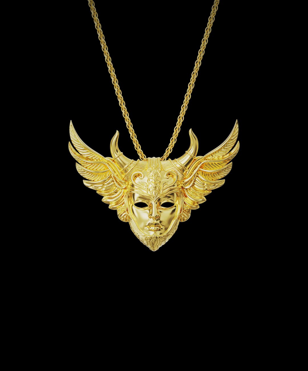 Solid 14K Gold Horned Angel Charm, Fallen Angel Pendant for Necklace ...