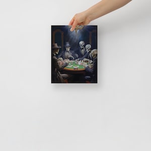 Skeletons Playing Poker Poster, Skeleton Wall Art, Skeleton Art Print ...