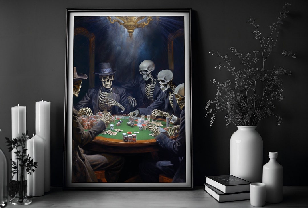 Skeletons Playing Poker Poster, Skeleton Wall Art, Skeleton Art Print ...