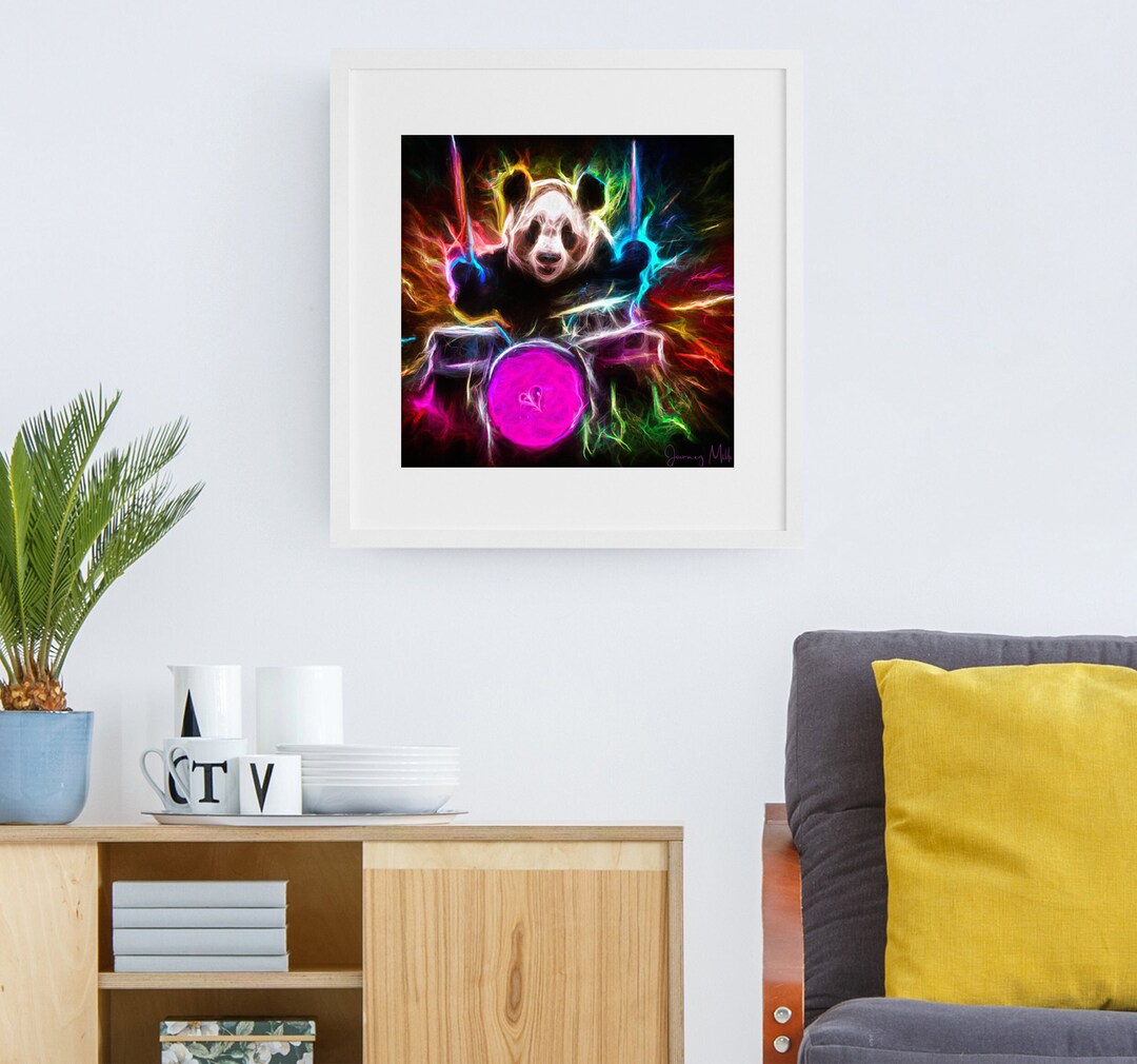 Colorful Drumming Panda Printable Wall Art, Downloadable Panda Art ...