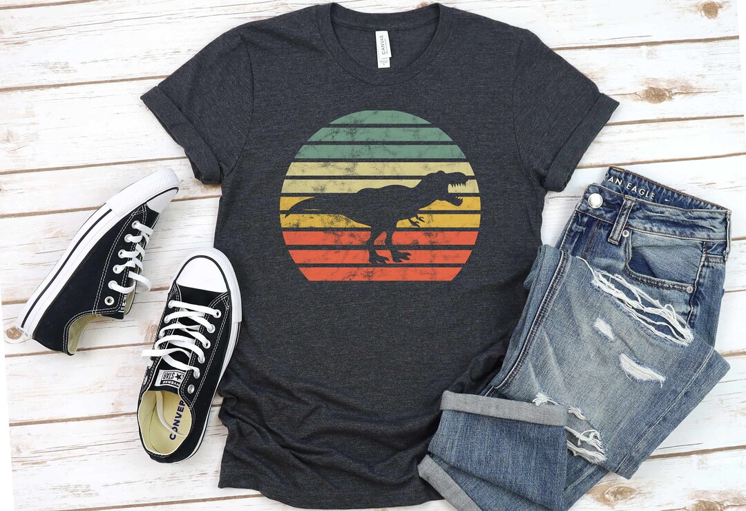 Retro T-rex Shirt | Tank Top | V-neck | Long Sleeve | Sweatshirt ...