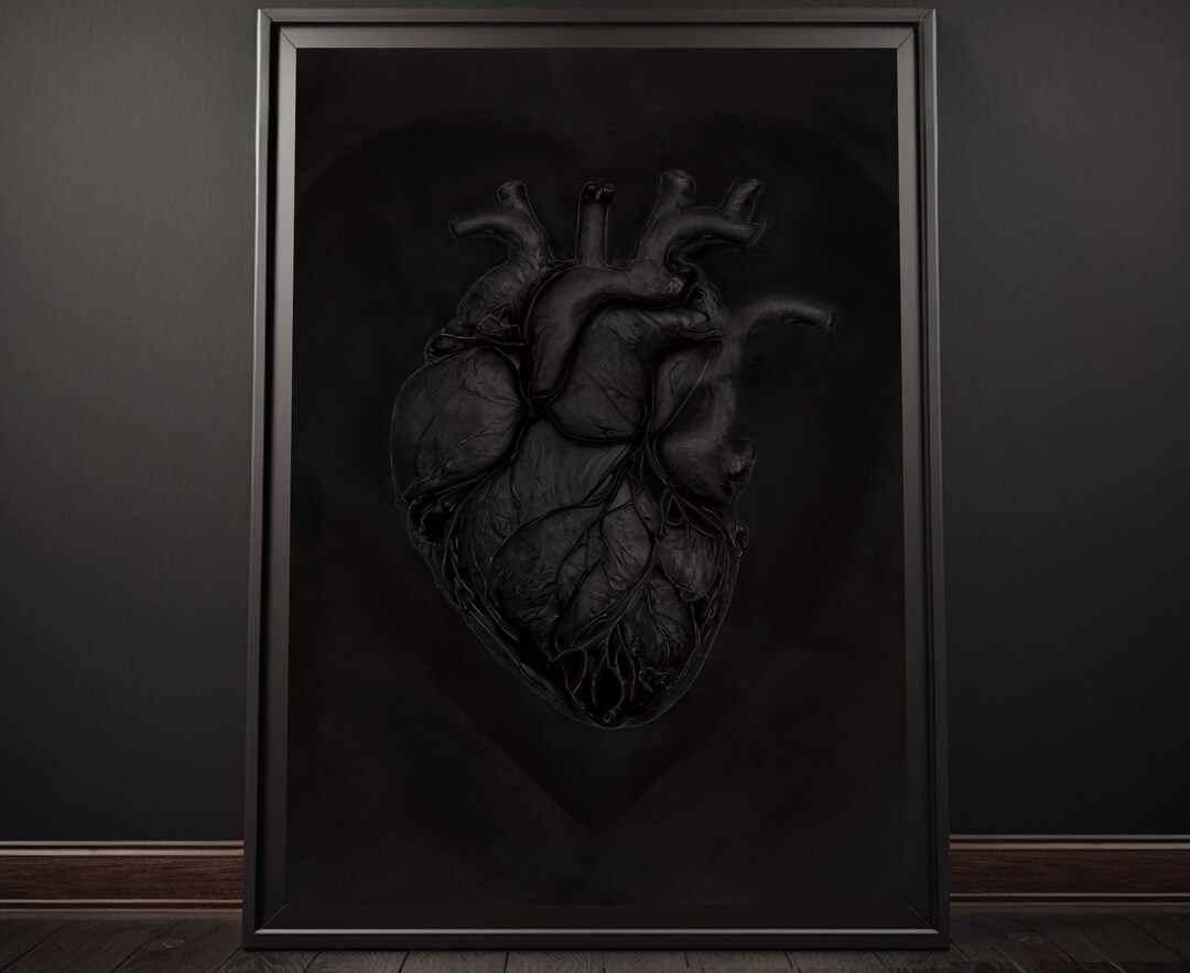 Black Heart Poster Print, Macabre Wall Art, Gothic Home Décor, Goth ...