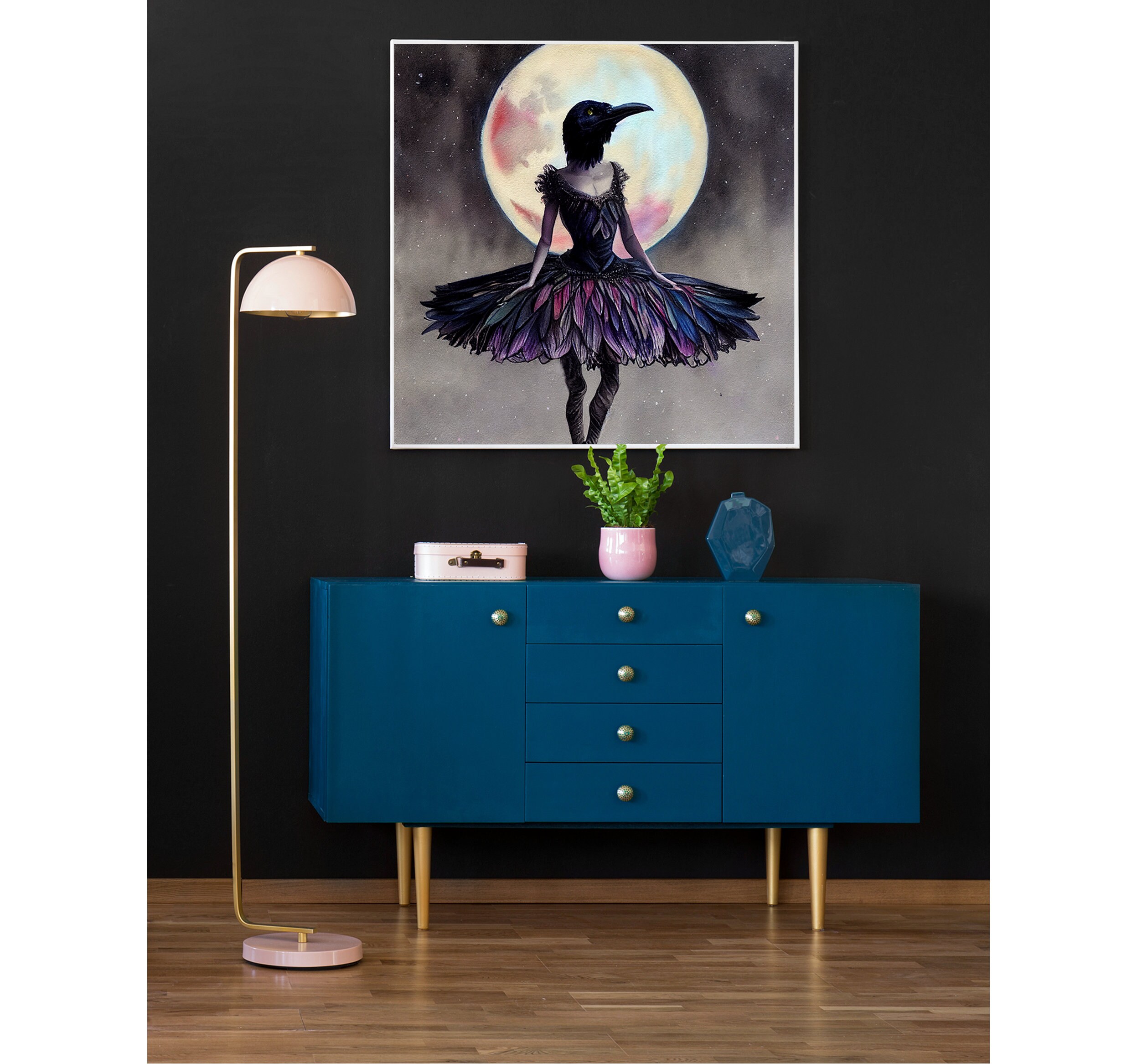 Anthropomorphic Raven Ballerina Digital Art Print, Ballet Dancer Gift ...