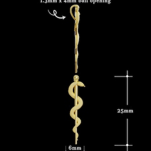 Solid 14K Gold Medical Rod of Asclepius Charm, Medical Assistant ...