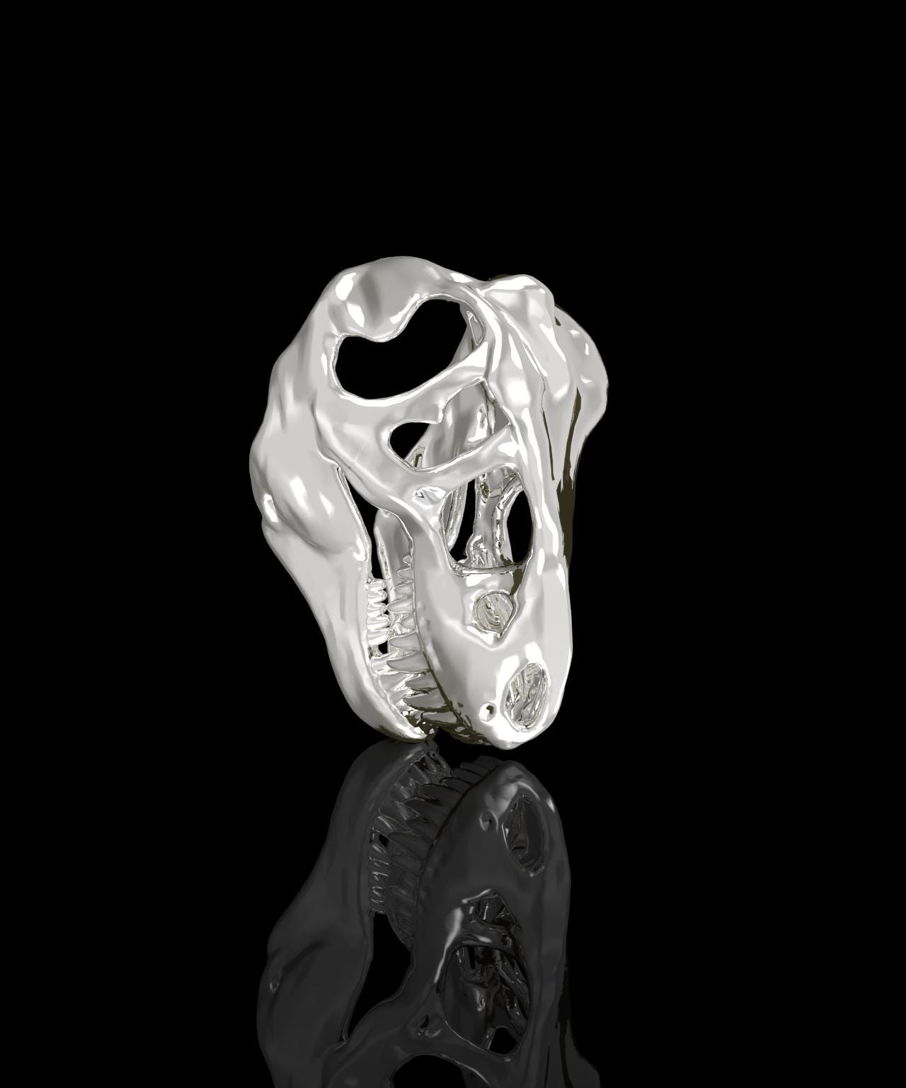 Solid 14K Gold T-rex Skull Charm Pendant for Necklace | T-rex Dinosaur ...