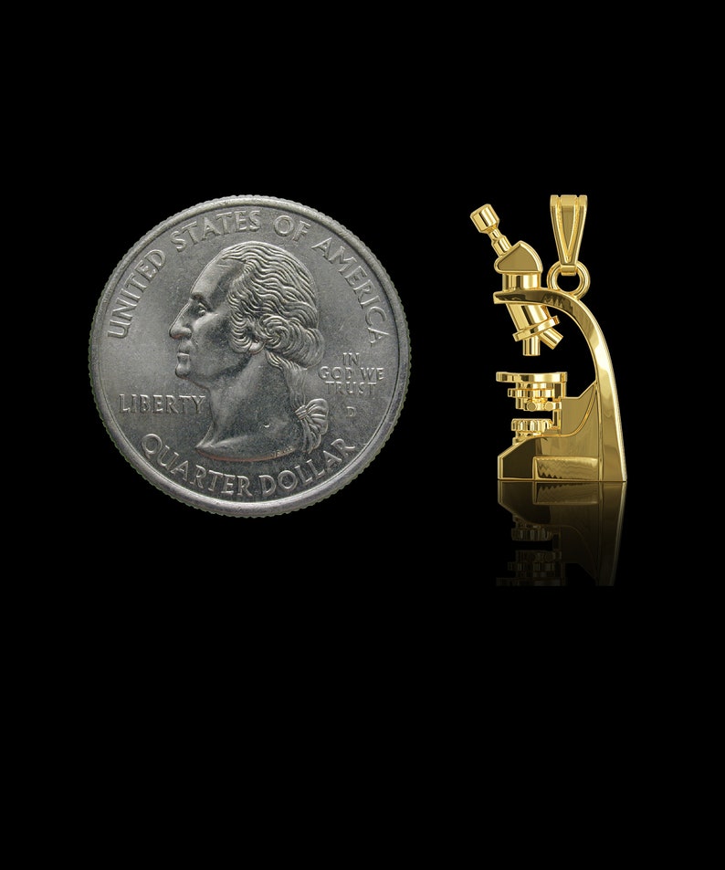 Solid 14K Gold Microscope Pendant Scientist Jewelry Gift - Etsy