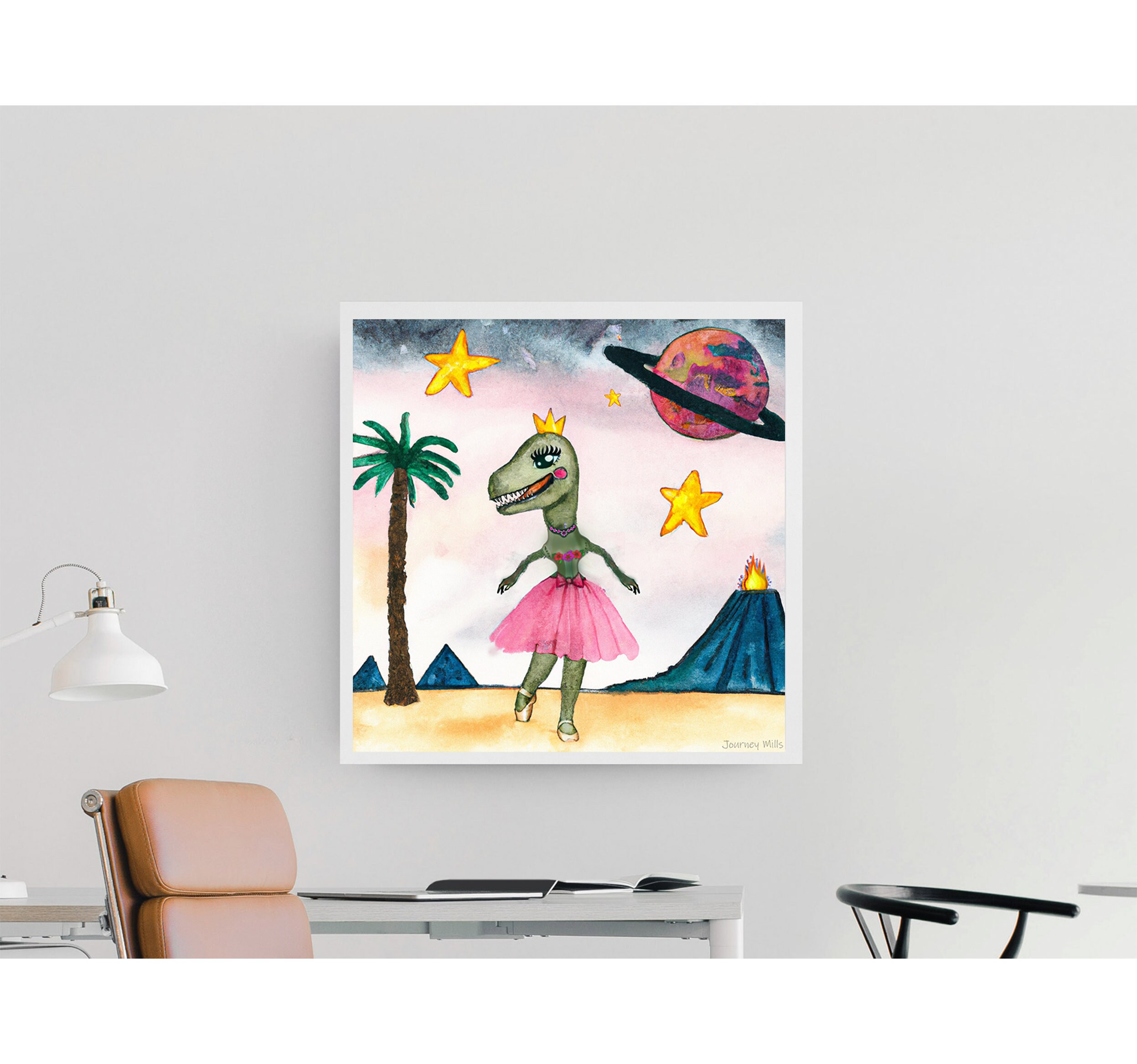 Dinosaur Ballerina Space Princess Wall Art Print T-rex - Etsy