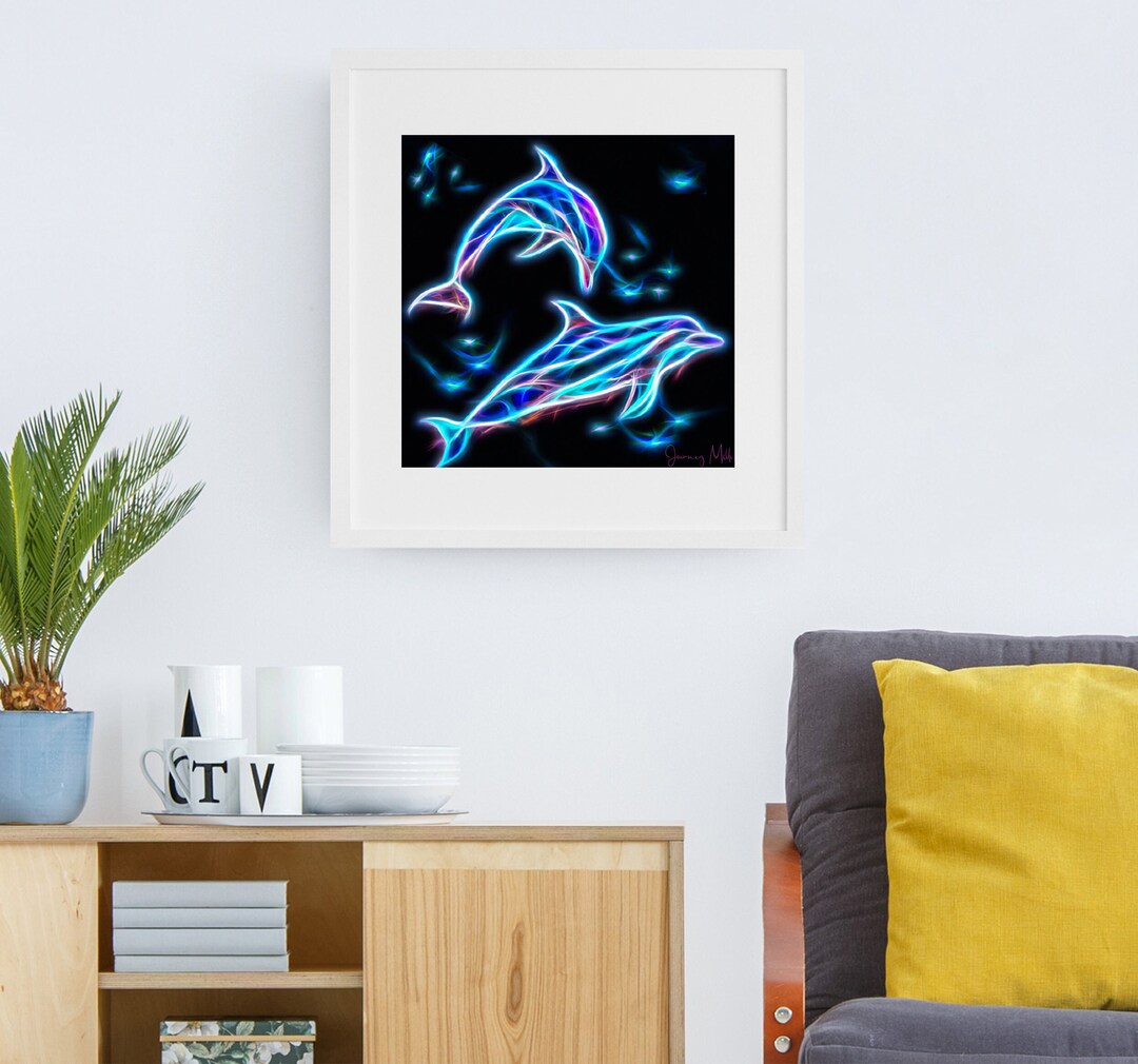 Colorful Dolphins Printable Wall Art, Downloadable Dolphins Art Print ...