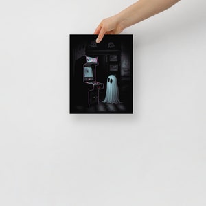 Arcade Ghost Poster, Spooky Ghost Wall Art, Retro Game Room Art, Ghost ...