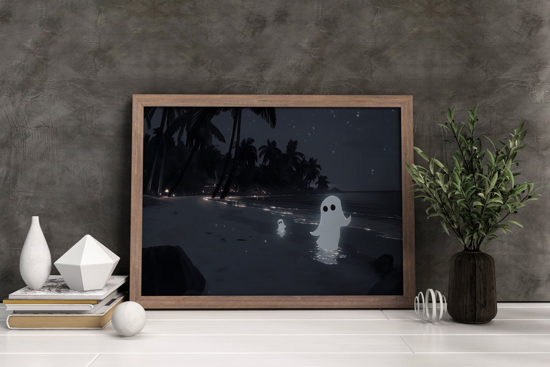 Dancing Beach Ghosts Poster, Creepy Cute Ghost Print, Ghost Wall Art ...