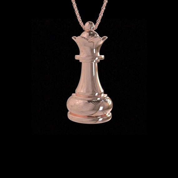 Real 14K Gold Chess Queen Charm Queen Pendant Chess Jewelry - Etsy