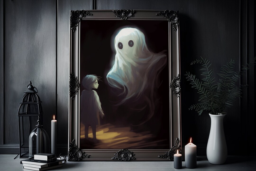 A Girl & A Ghost Poster Print, Kids Can See Ghosts, Cute Ghost Wall Art ...