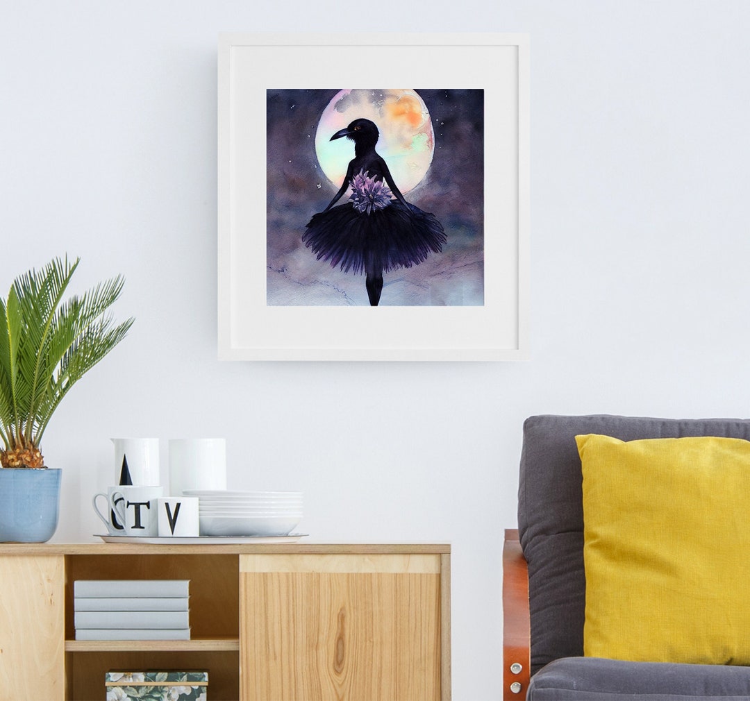 Anthropomorphic Raven Ballerina Digital Art Print, Ballet Dancer Gift ...
