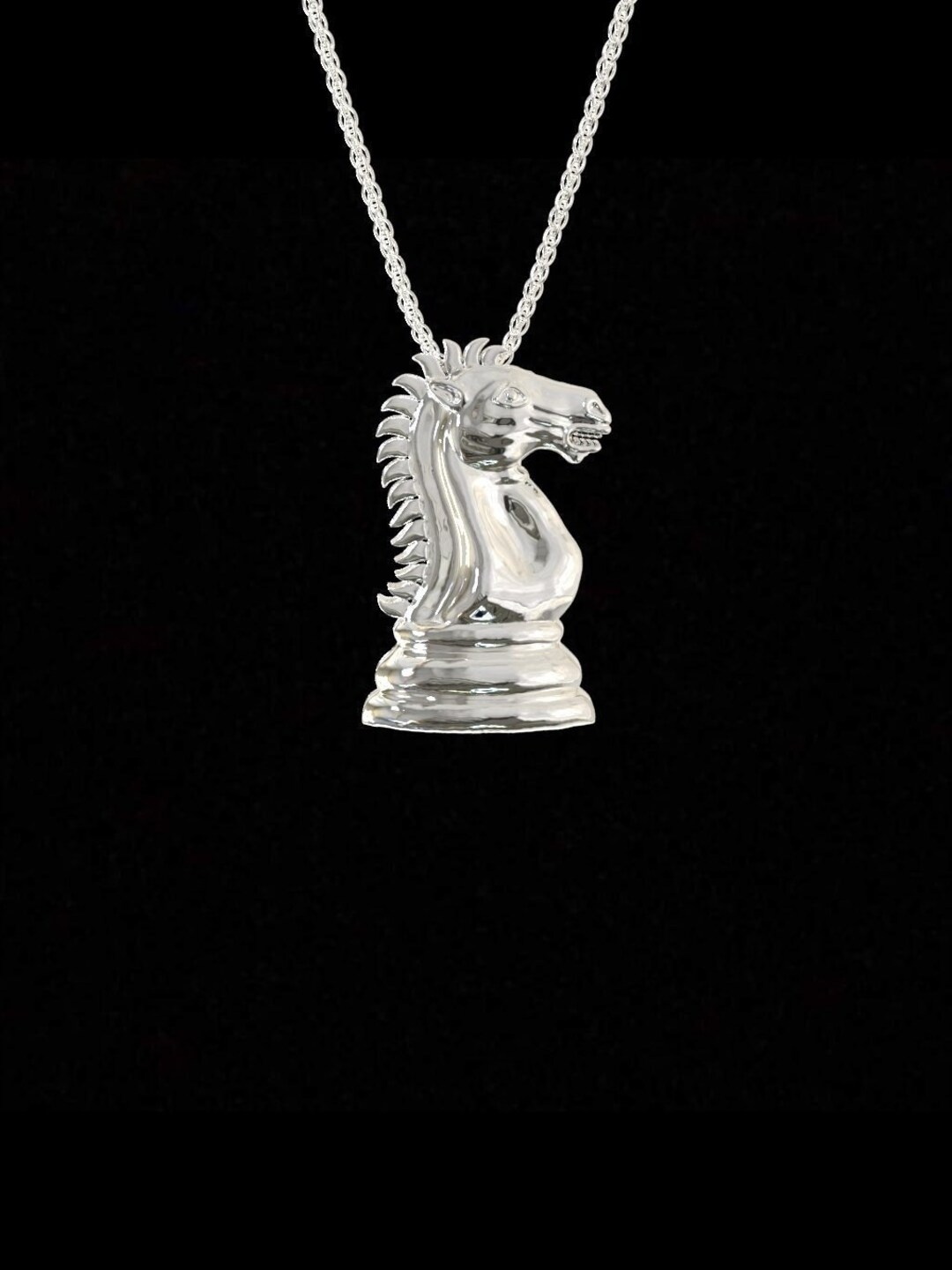 Solid 14K Gold Chess Knight Charm Pendant, Horse Jewelry for Necklace ...