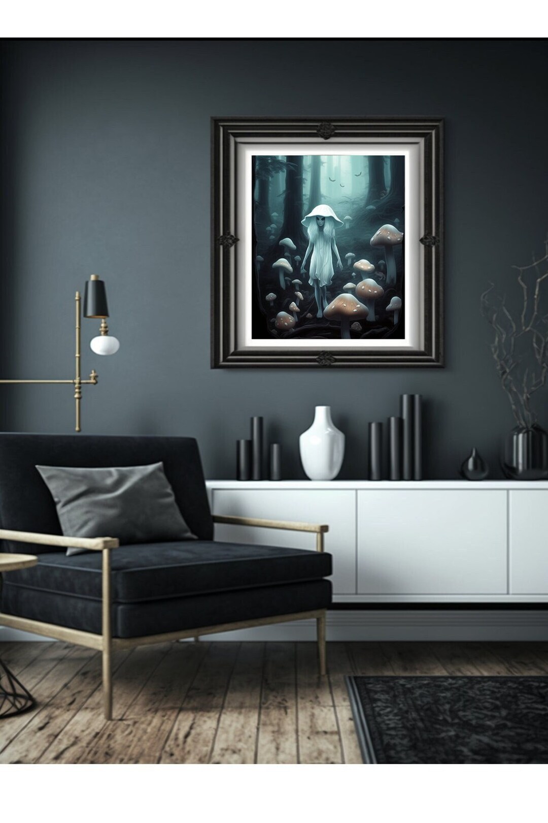 Alien Girl in a Mushroom Forest Poster, Alien Wall Art, Alien Lover ...