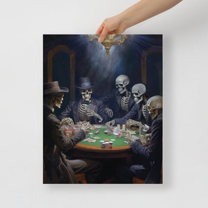 Skeletons Playing Poker Poster, Skeleton Wall Art, Skeleton Art Print ...
