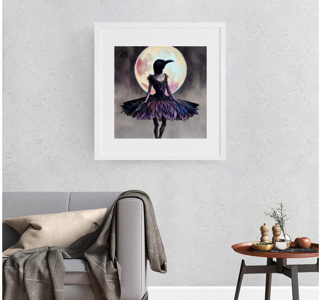 Anthropomorphic Raven Ballerina Digital Art Print, Ballet Dancer Gift ...
