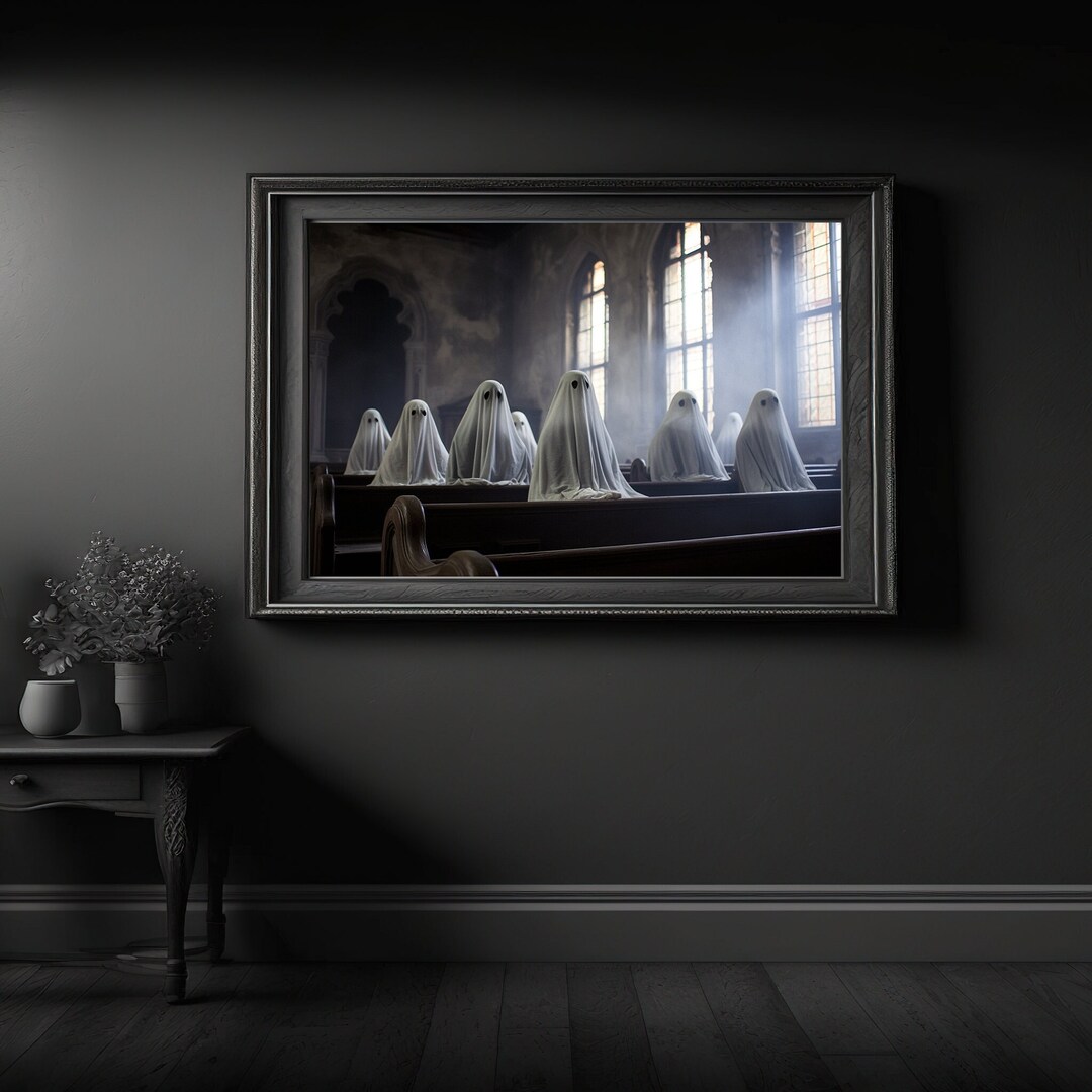 Ghosts in the Pews Poster, Ghost Wall Art, Ghost Print, Ghost Wall ...