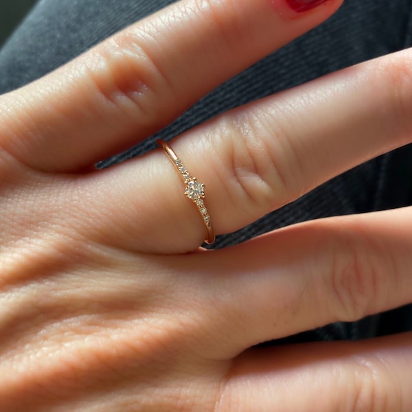 Tiny Diamond Ring - Etsy