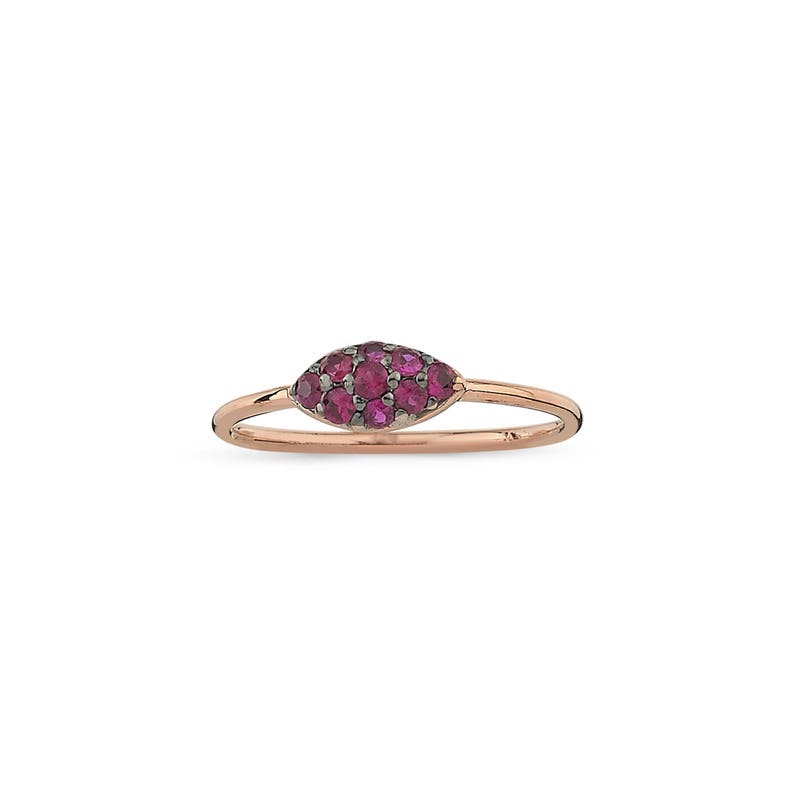 Minimalist Marquise Pave Ruby Ring Midi Ring Minimalist - Etsy