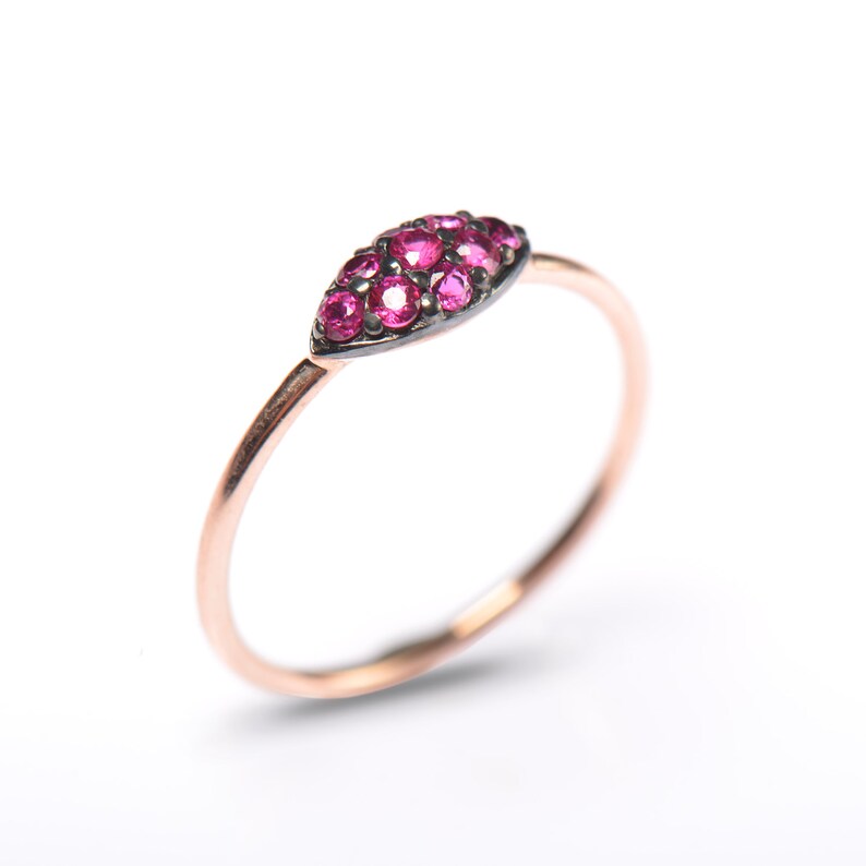 Minimalist Marquise Pave Ruby Ring Midi Ring Minimalist - Etsy