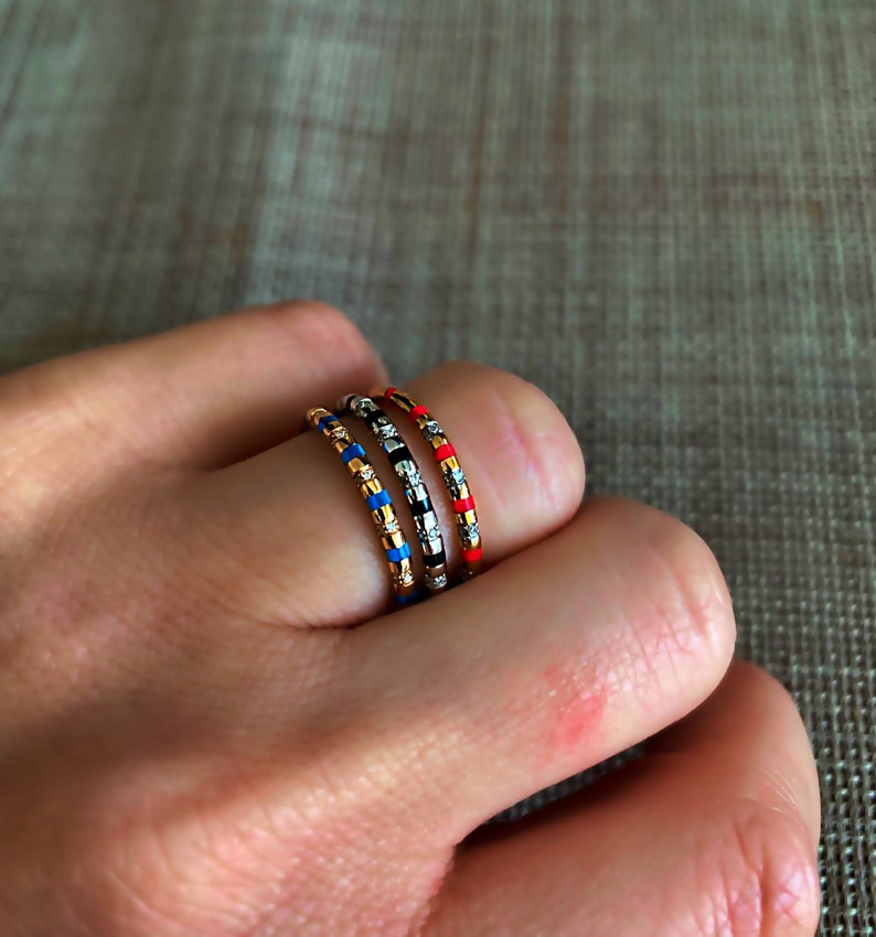 Diamond Enamel Eternity Band Colorful Enamel Ring 14k Gold - Etsy