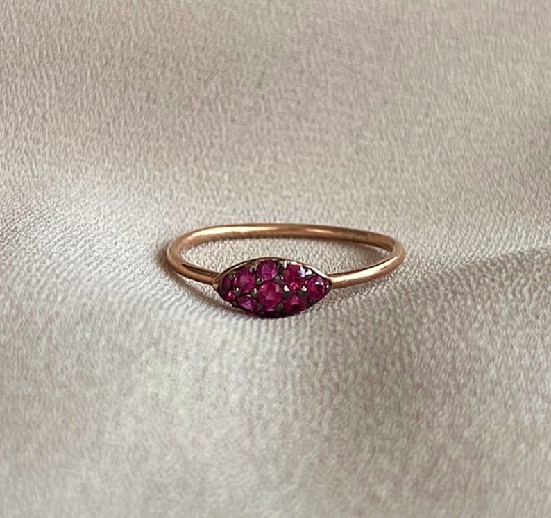 Minimalist Marquise Pave Ruby Ring Midi Ring Minimalist - Etsy