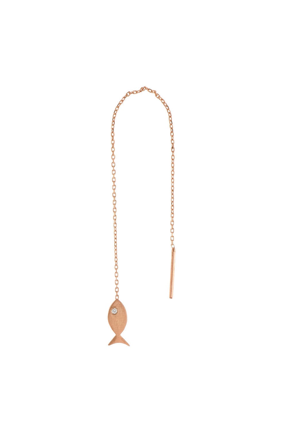 Diamond Fish Threader Earring Rose Gold Diamond Ruby Sapphire - Etsy