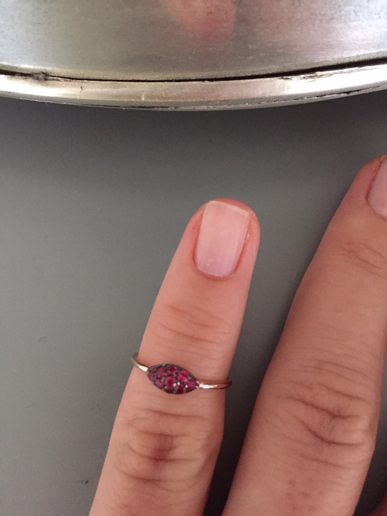 Minimalist Marquise Pave Ruby Ring Midi Ring Minimalist - Etsy