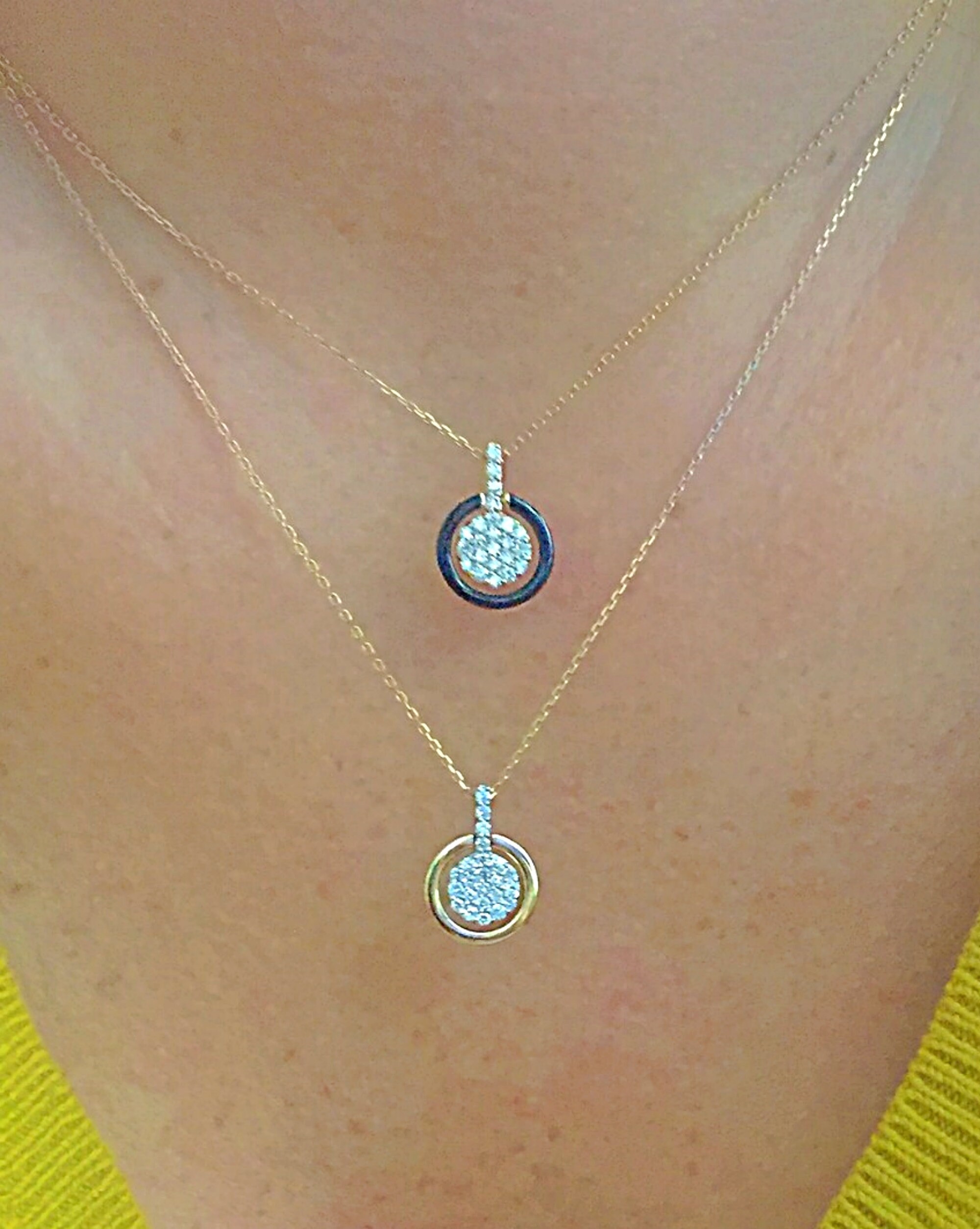 14k Gold Diamond Disc Necklace: Dainty Pave Pendant - Etsy