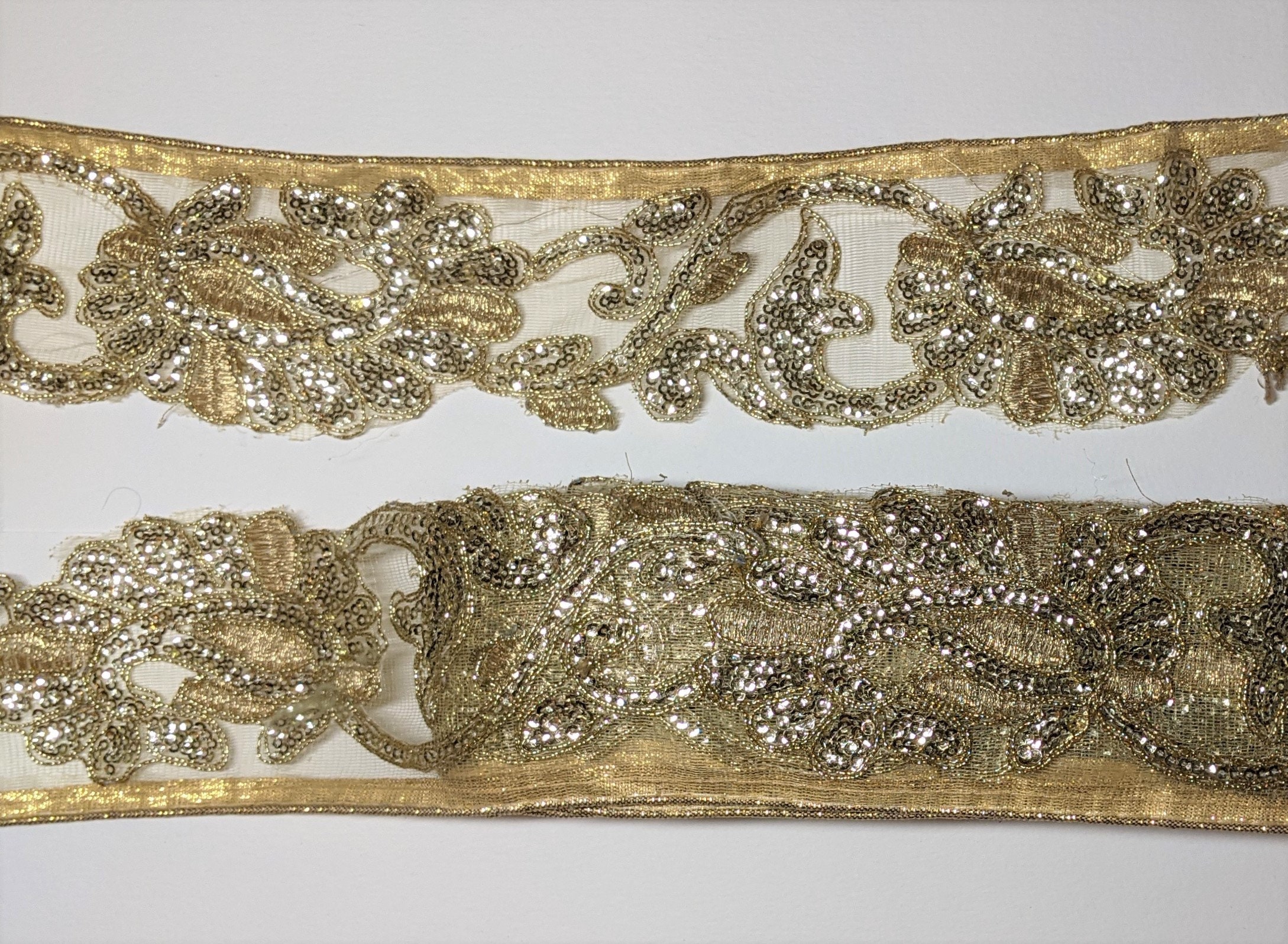 Beaded Diamante Lace, Golden Trim, Vintage Lace, Golden Lace ...