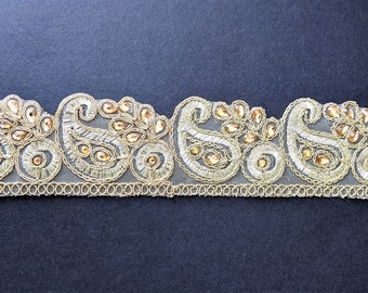 Gold Lace With Golden Diamante, Gold Trim, Vintage Lace, Golden Lace ...