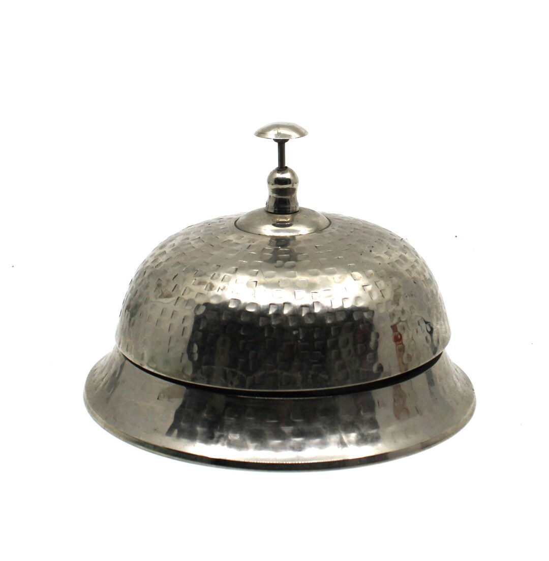 Vintage Large Hammered Heavy Metal Desk Bell, Hotel Bell, Service Desk ...