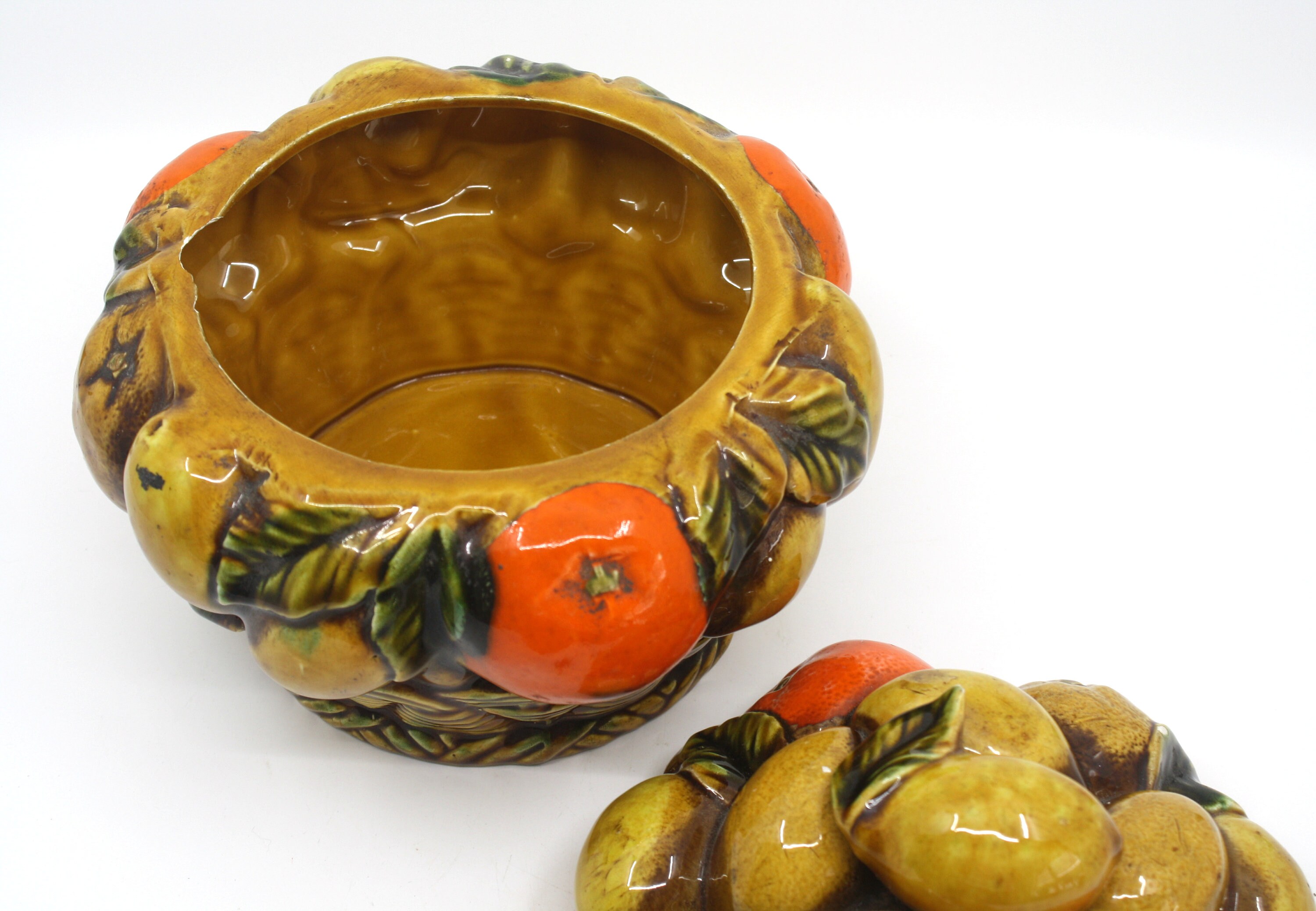 Retro 60s Vintage Orange Spice Fruit Inarco Japan Ceramic Cookie Jar ...