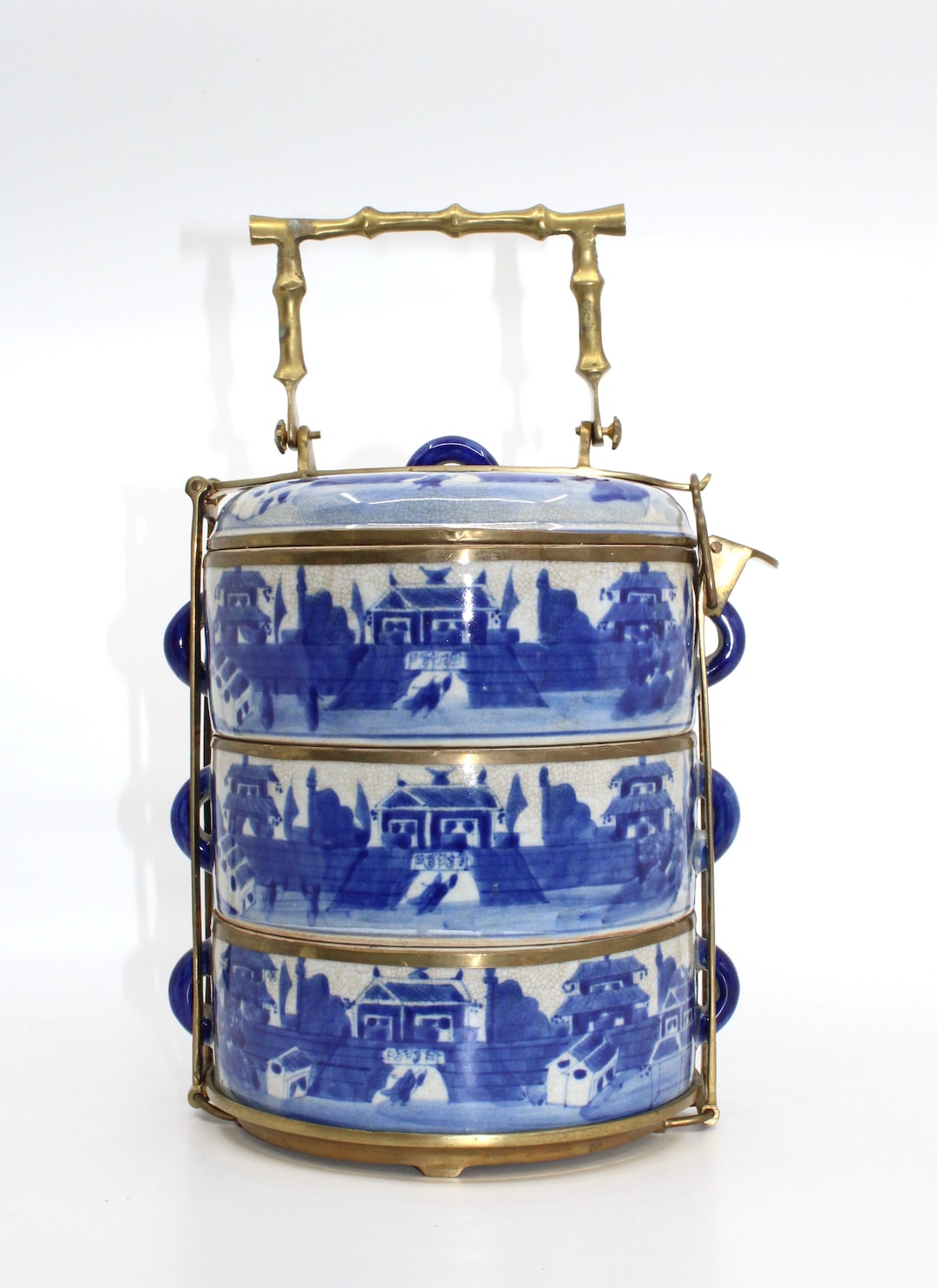 Decorative Reproduction of Antique Blue and White 3 Layer Chinese ...