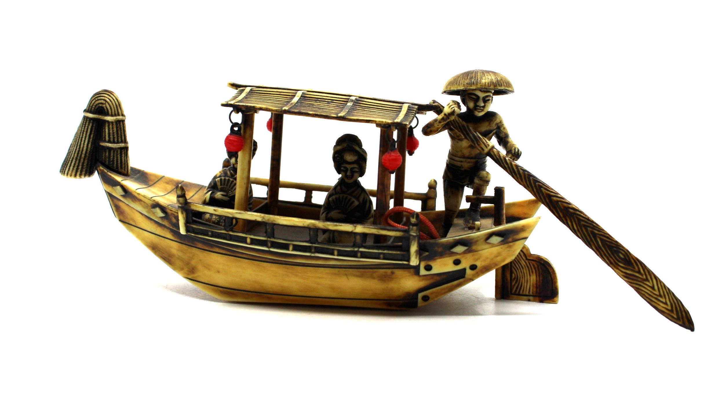 Vintage Asian San Pan Boat With Lanterns Faux Ivory Celluloid - Etsy