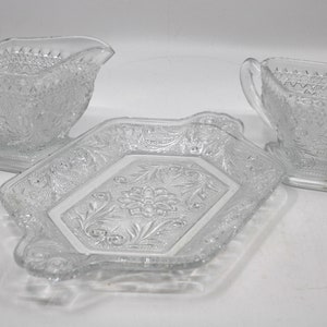 Tiara Clear Depression Glass Creamer and Sugar Diamond Shape, Indiana ...