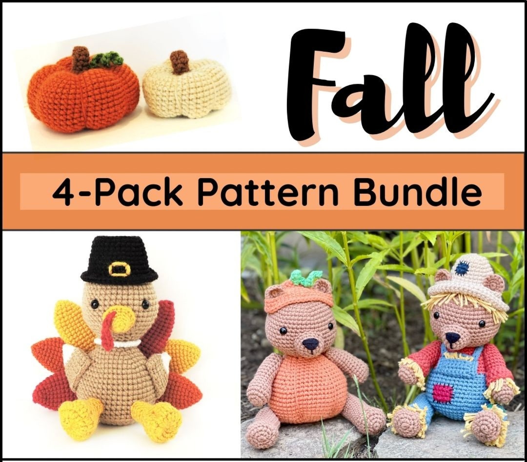 Fall Amigurumi Crochet Pattern Pack: Pumpkins, Turkey, Scarecrow (PDF ...