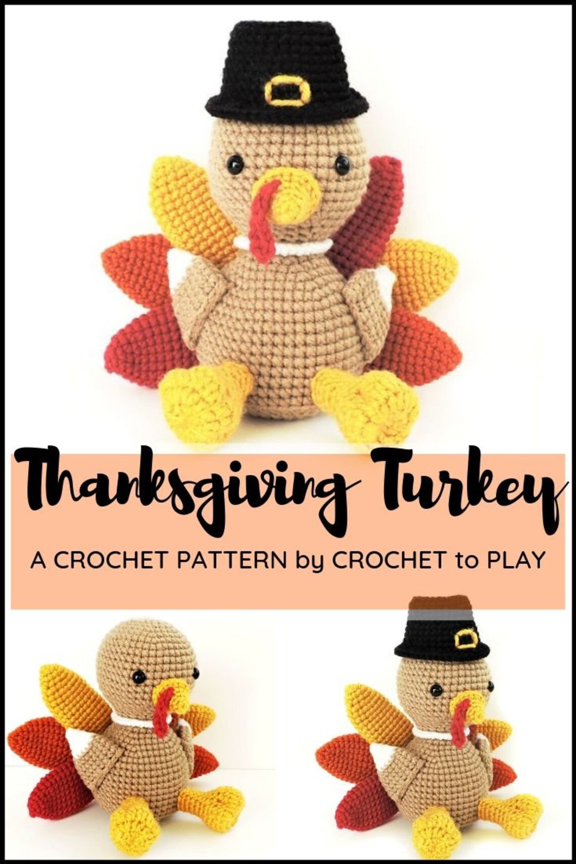 Crochet Turkey Pattern Crochet Thanksgiving Pattern - Etsy