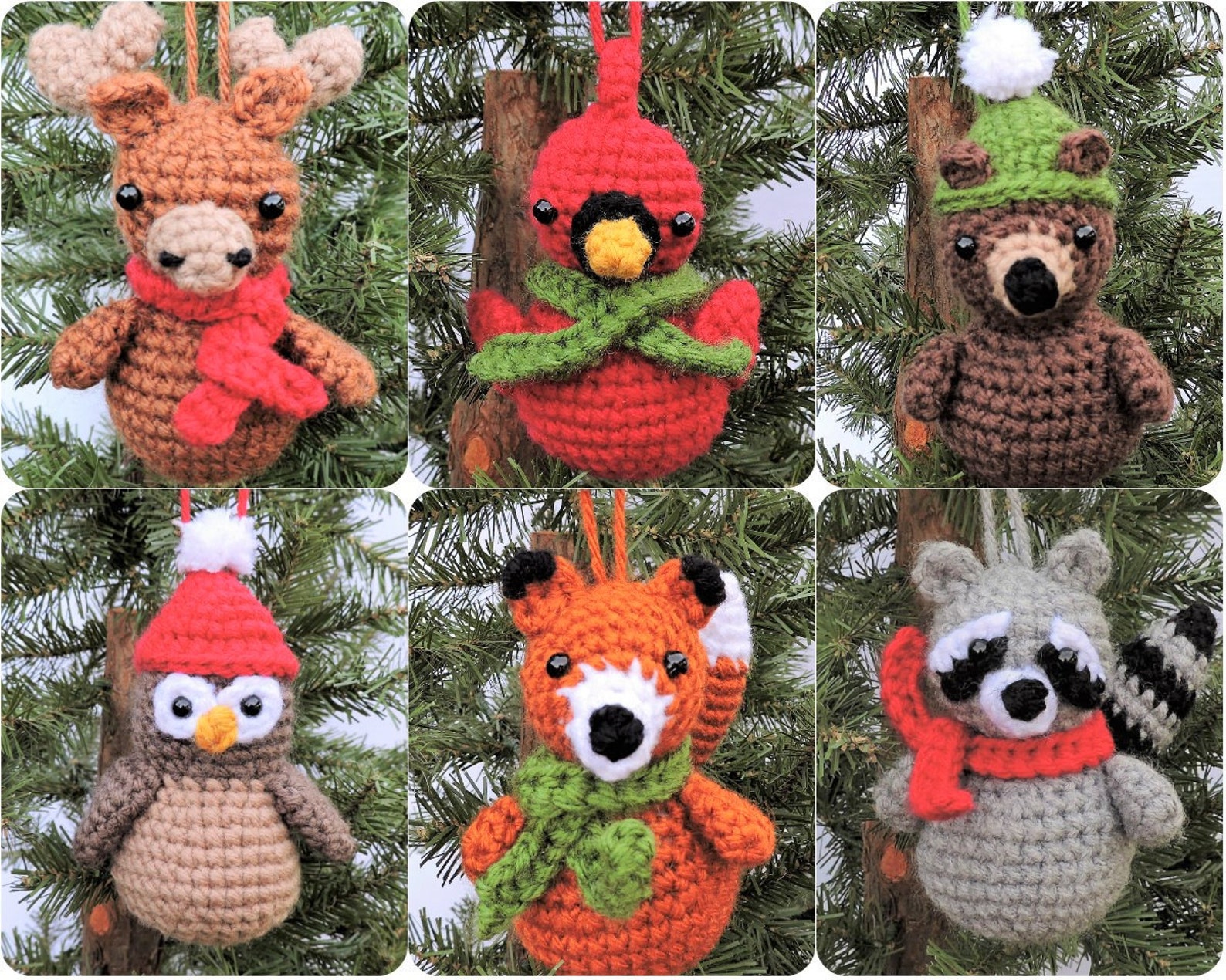 Crochet Christmas Ornament Pattern Woodland Animal Crochet | Etsy UK
