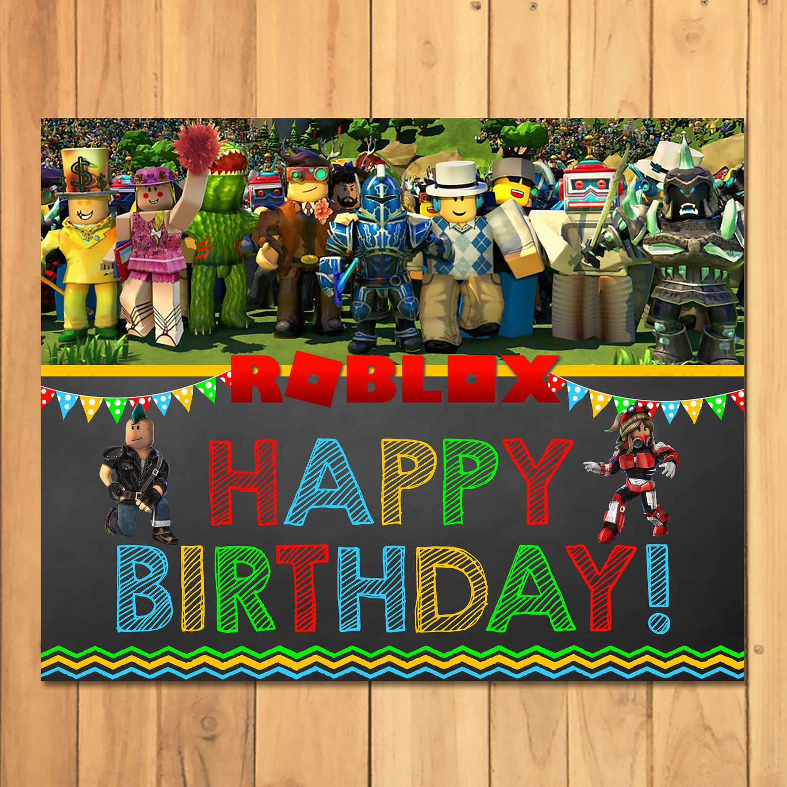 Roblox Happy Birthday Sign Chalk Roblox Birthday Party | Etsy