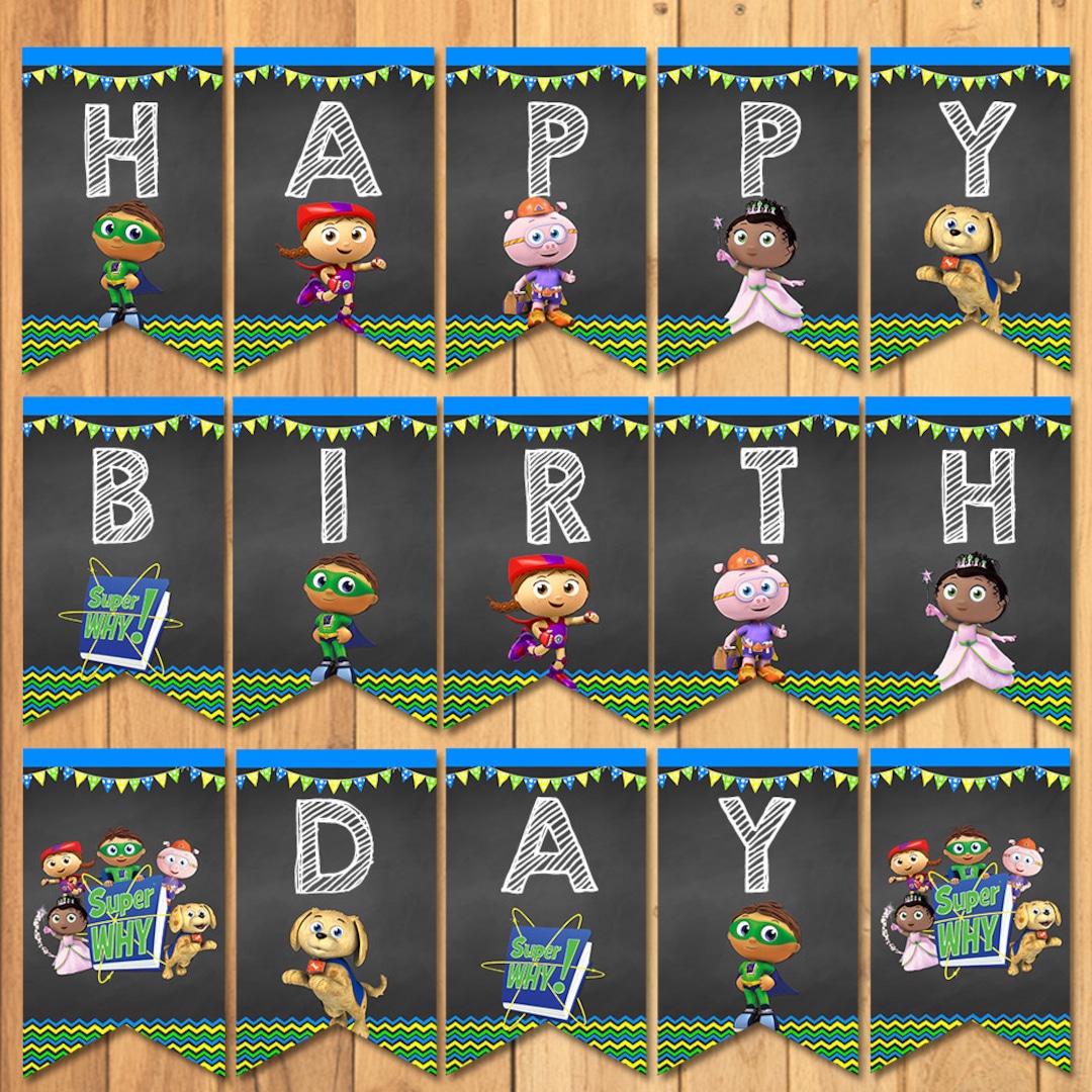 Super Why Happy Birthday Banner Super Why Birthday Super Why Printables ...