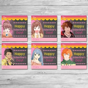 Anime Printable Valentine's Day Cards 3x3 Inch Set- Chalkboard * Manga ...